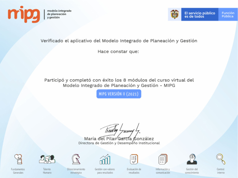 Certificado Mipg Mauricio 1 | PDF