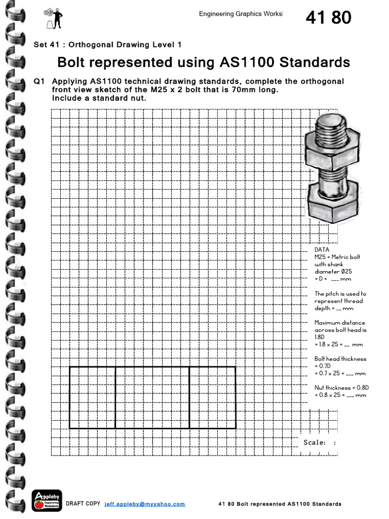 41 80 Bolt Represented AS1100 Standards | PDF | Screw | Machines
