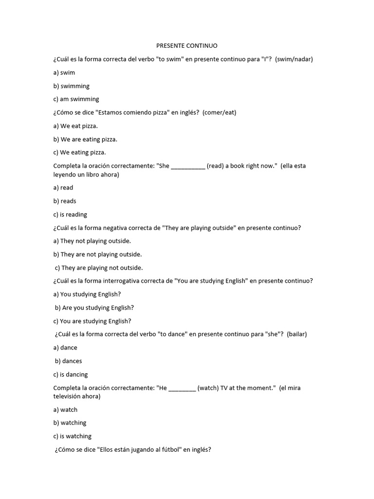 Presente Continuo | PDF
