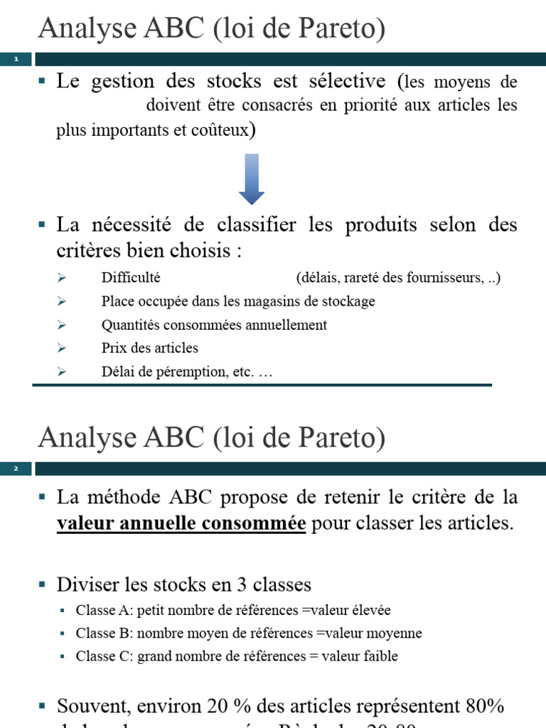 Méthodes d'approvisionnement ABC | PDF | Inventaire | Optimisation ...