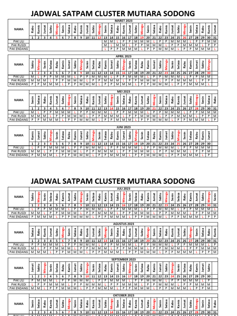 Jadwal Satpam 2023 | PDF
