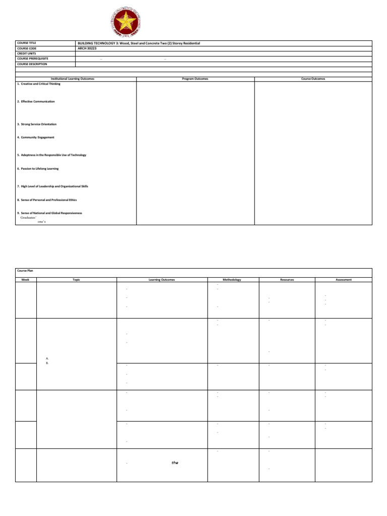 Building Technology 3 Course Syllabus | PDF | Leadership | Learning