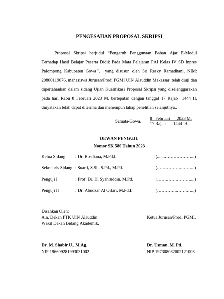 B7. Form Pengesahan Proposal Skripsi salinan | PDF