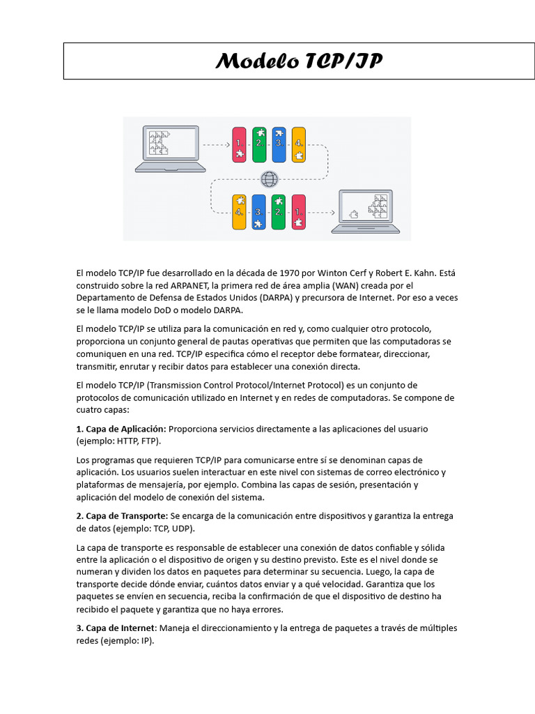 Modelo TCP (1) | PDF | Conjunto de protocolos de internet | Red de computadoras