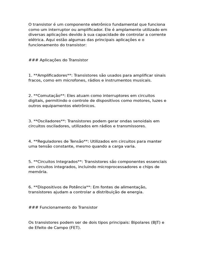 Transistores (Bipolar e Fet) | PDF