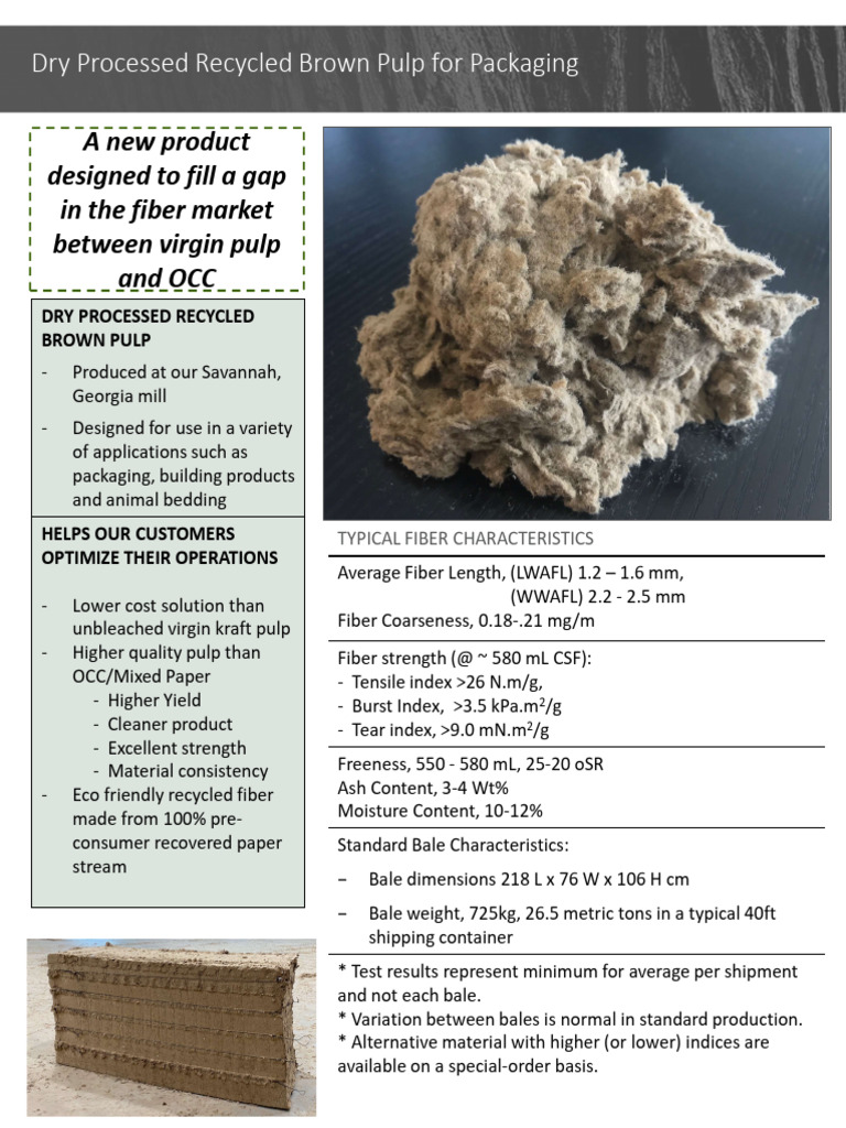 Dry processed recycled brown pulp | PDF