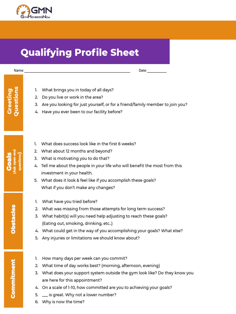 Qualifying Profile Sheet (Final) | PDF
