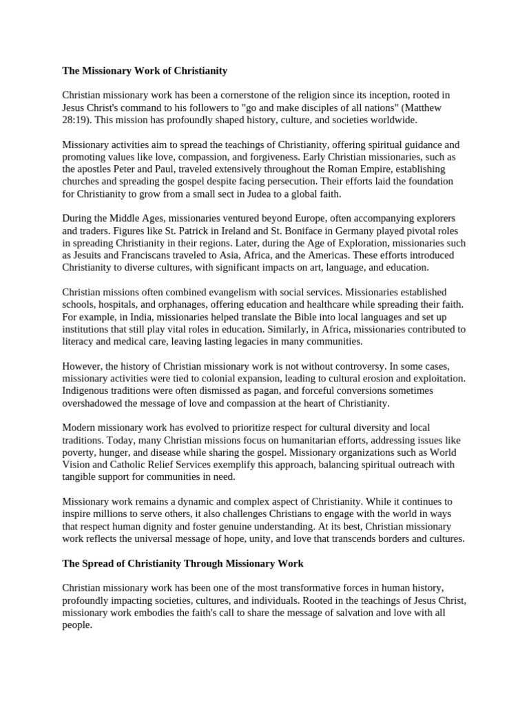 The Missionary Work of Christianity | PDF | Christian Mission | Missionary