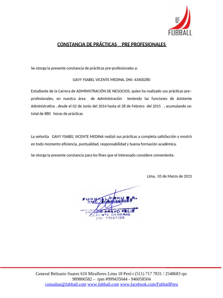 CARTA PRACTICA PREPROFESIONALES - 1 | PDF