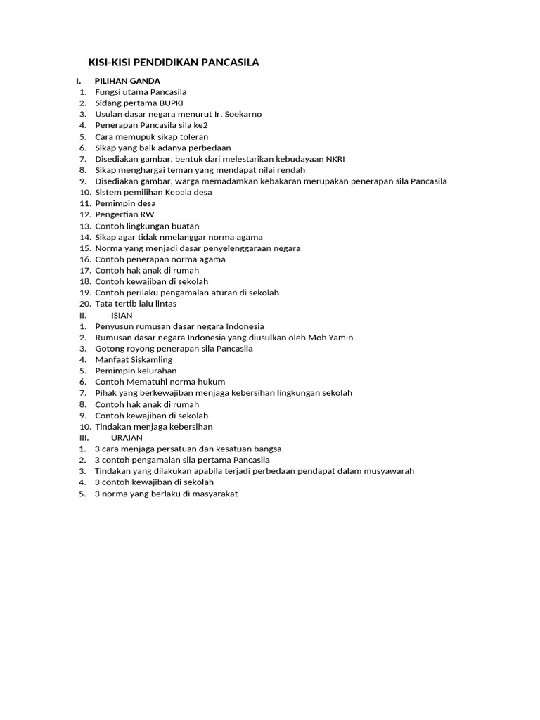 Kisi-Kisi Aas 1 | PDF