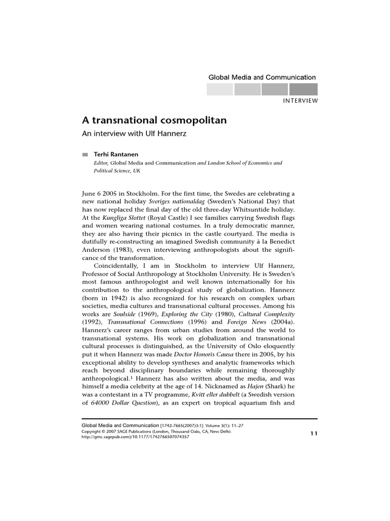 A Transnational Cosmopolitan - Interview | PDF | Anthropology ...