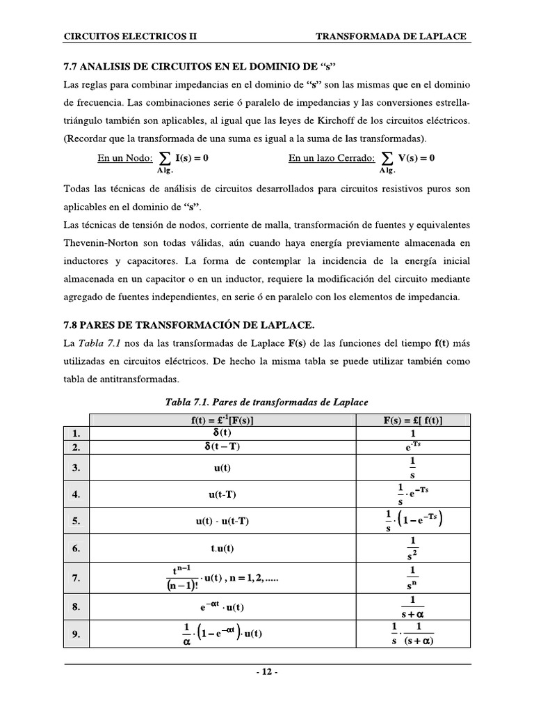 Pares de Transformadas de Laplace | PDF