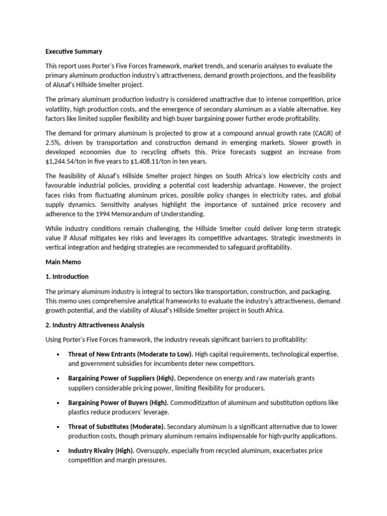 Executive Summary and main memo final | PDF | Business | Economies