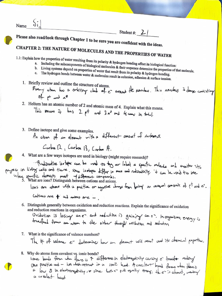Unit 1 Chemistry of Life Chapter 2 &3 (7) | PDF | Nucleic Acids ...