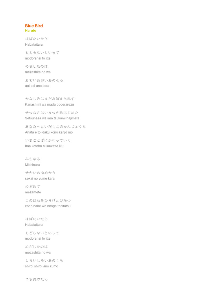 Blue Bird - Naruto | PDF