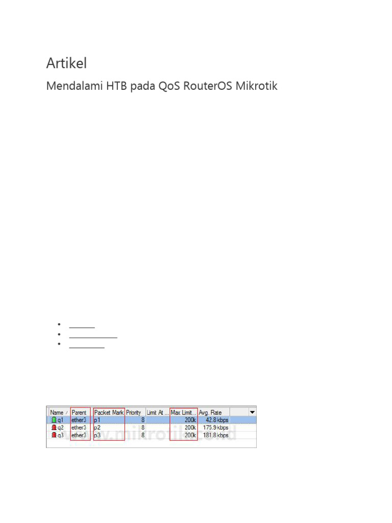 Mendalami HTB Pada QoS RouterOS Mikrotik | PDF