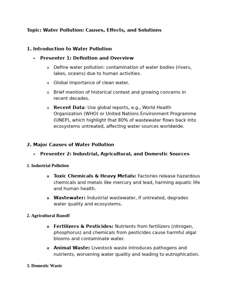 Water Pollution: Causes, Effects, Solutions | PDF | Water Pollution ...