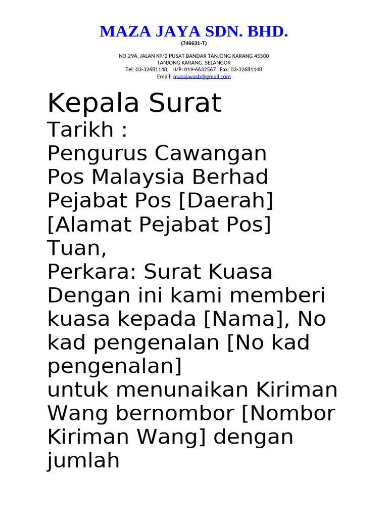 Surat Wakil KWSP | PDF