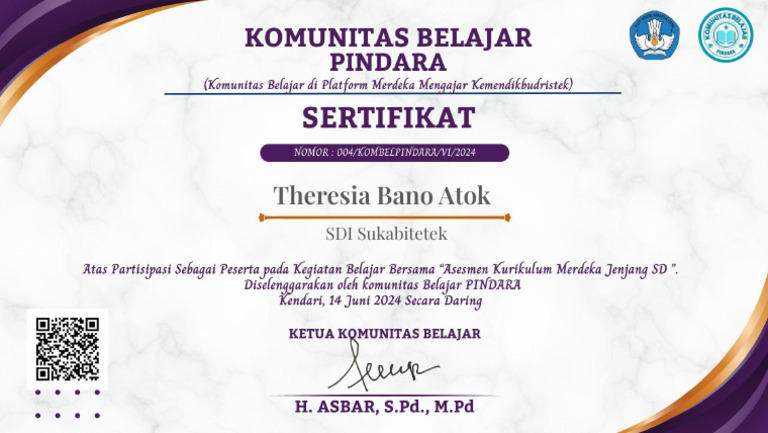Sertifikat Theresia Bano Atok | PDF
