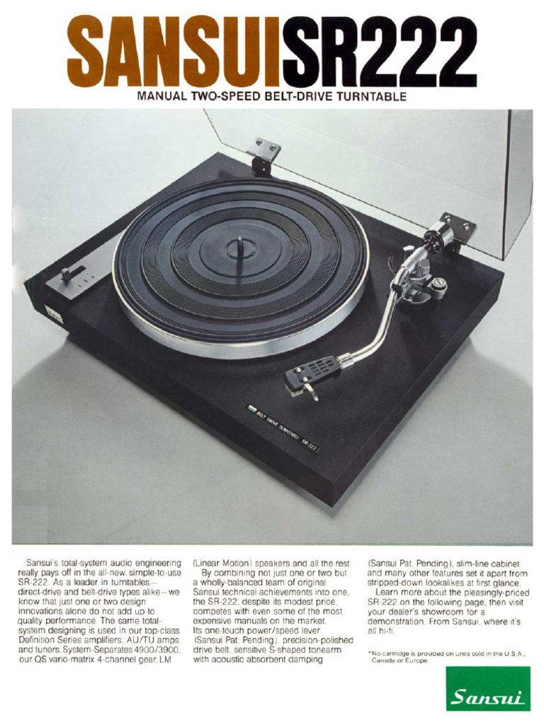 Sansui SR 222 Brochure | PDF