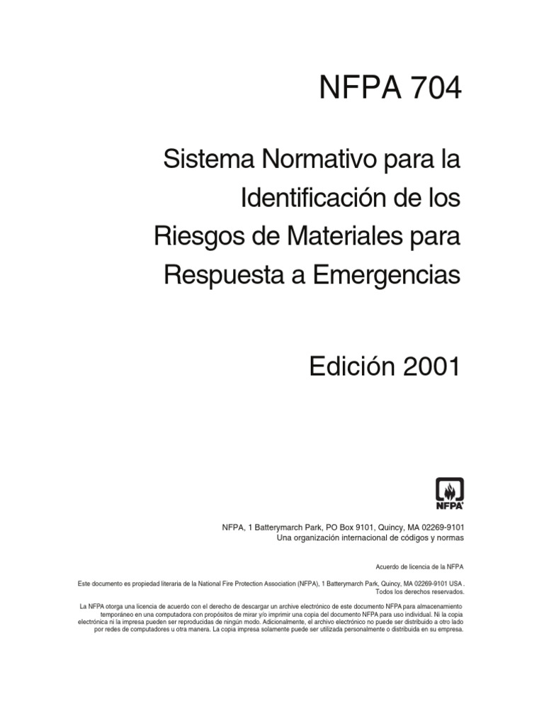 704 NFPA 2001 Identificación Rombo | PDF | Adopción