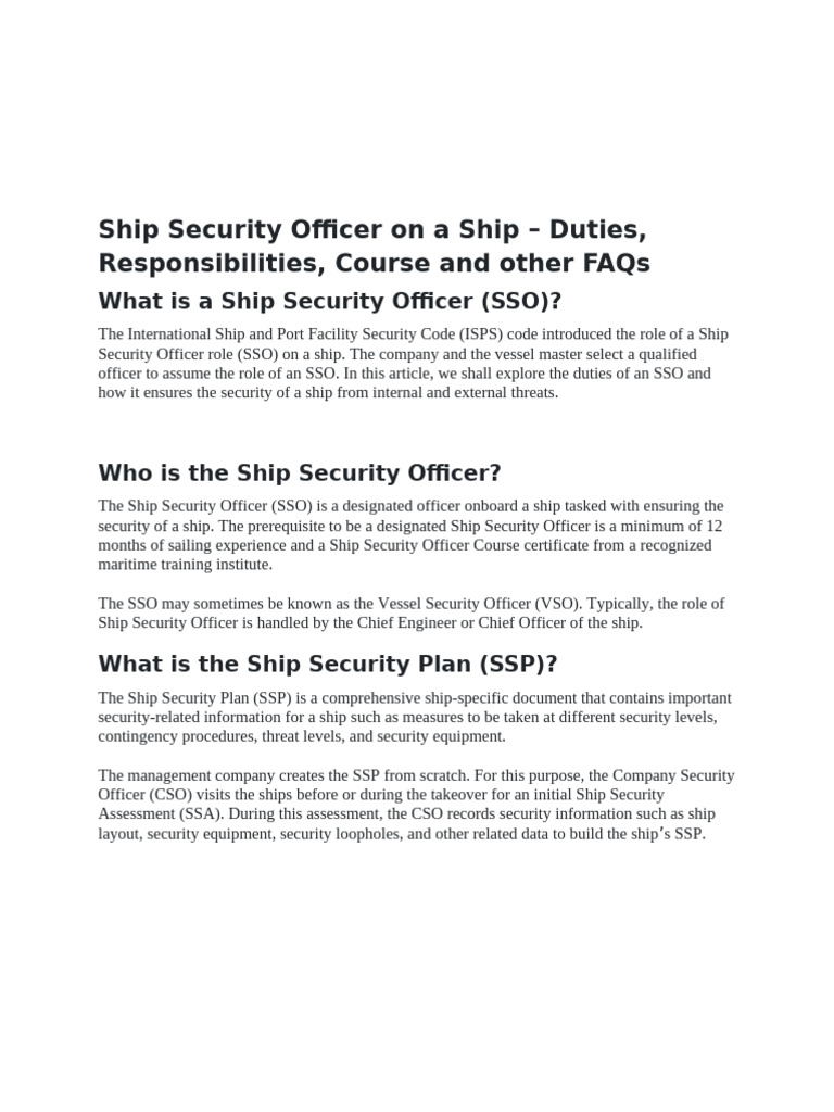 Ship Security Officer Duties Explained | PDF