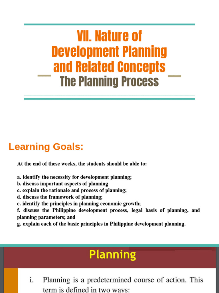 UNIT VII. NATURE OF DEVELOPEMENT PLANNING | PDF | Economic Growth ...
