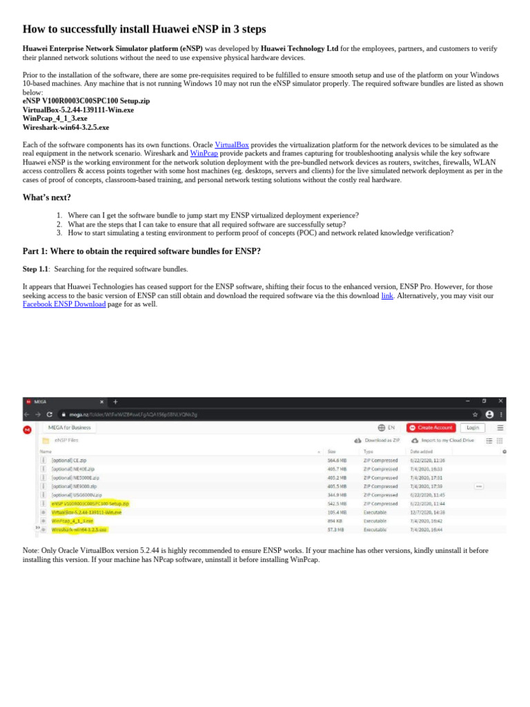 How To Successfully Install Huawei ENSP in 3 Steps | PDF | Computer Network | Windows 10