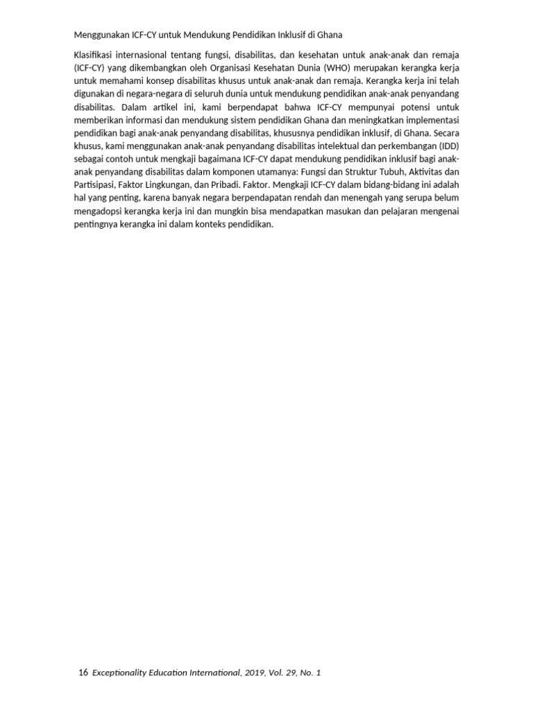 ICF-CY untuk Pendidikan Inklusif di Ghana | PDF
