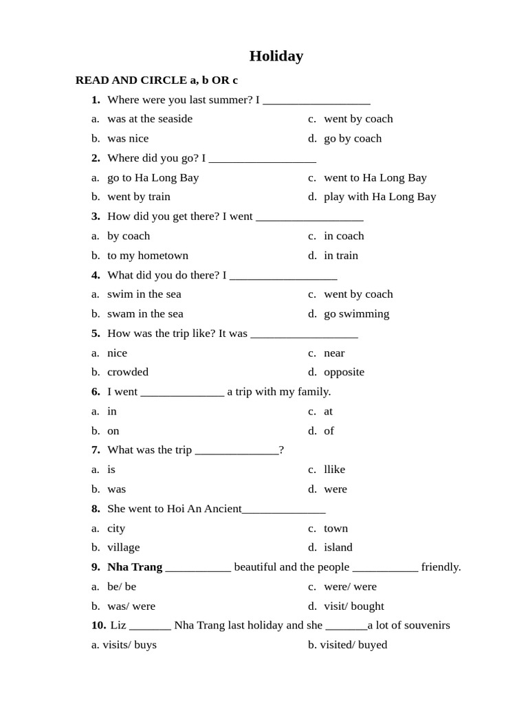 UNIT 3_HOLIDAY | PDF