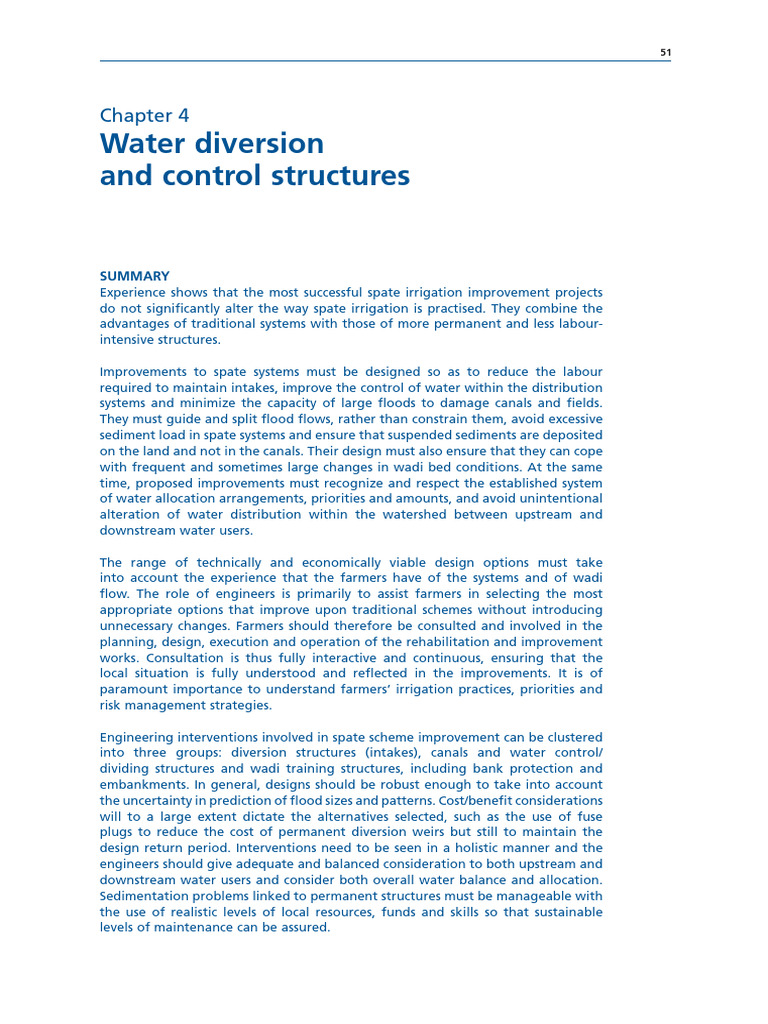 Water Diversion and Control Structures | PDF | Flood | Irrigation
