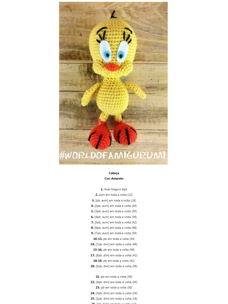 Receita Piu Piu Amigurumi Passo a Passo | PDF