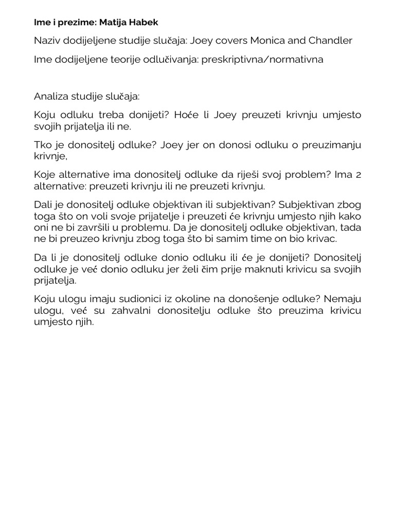 S2 Obrazac - Teorije Odlučivanja I Analiza Termina | PDF