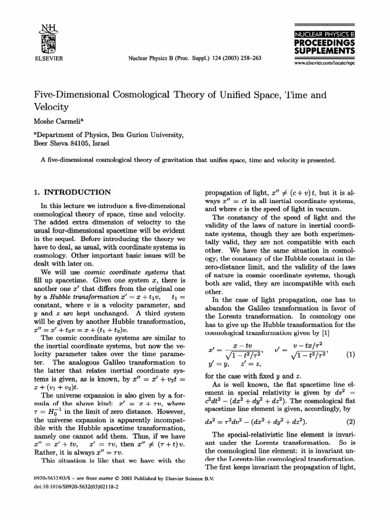 [Nuclear Physics B - Proceedings Supplements 2003-jul vol. 124 iss. none] Moshe Carmeli - Five ...