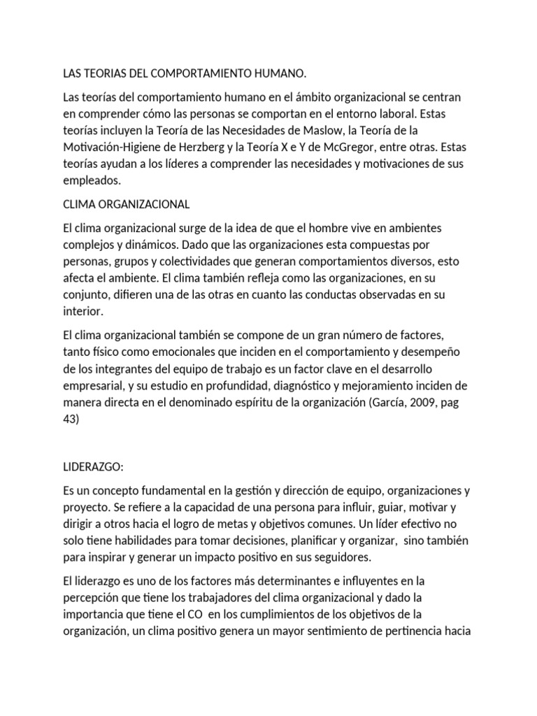 Teorías del Comportamiento en el Trabajo | PDF | Liderazgo | Comportamiento