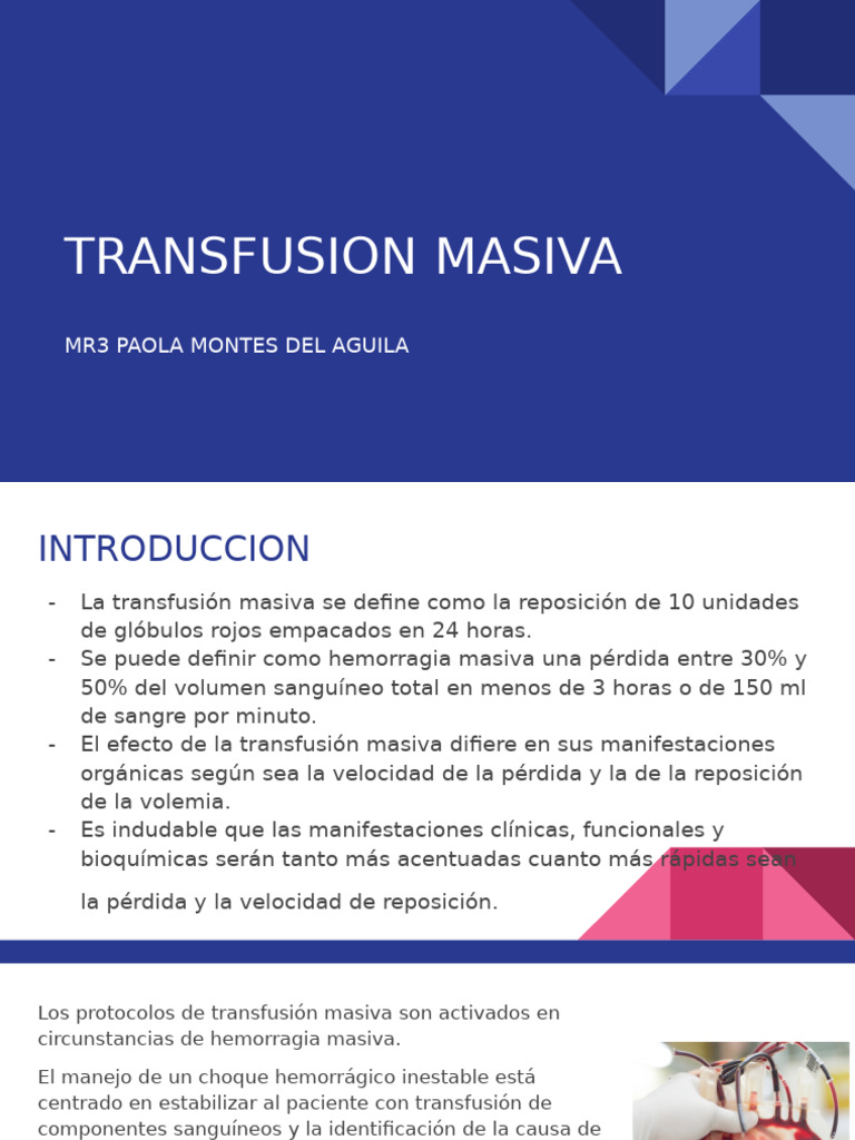 Guía de Transfusión Masiva | PDF | Sangre | Transfusión de sangre