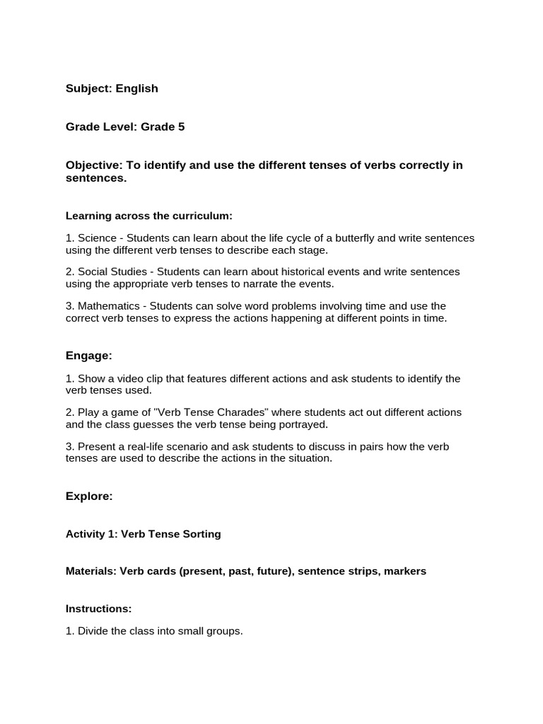 lesson_plan | PDF | Verb | Grammatical Tense