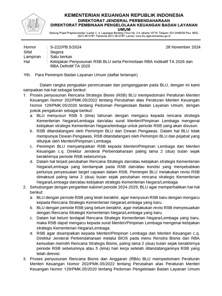 S-222_PB5_2024 Kebijakan Penyusunan RSB BLU Serta Permintaan RBA ...