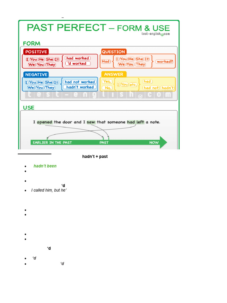 Past Perfect | PDF | Linguistic Morphology | Grammar