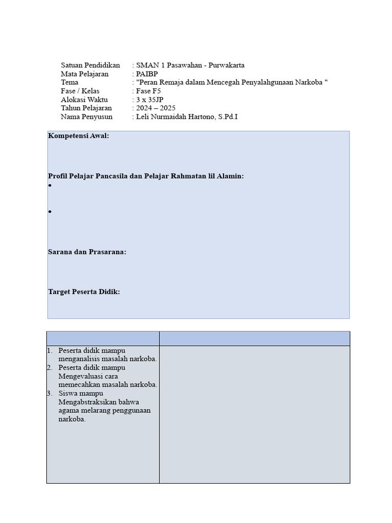 Contoh Modul Ajar PBL | PDF