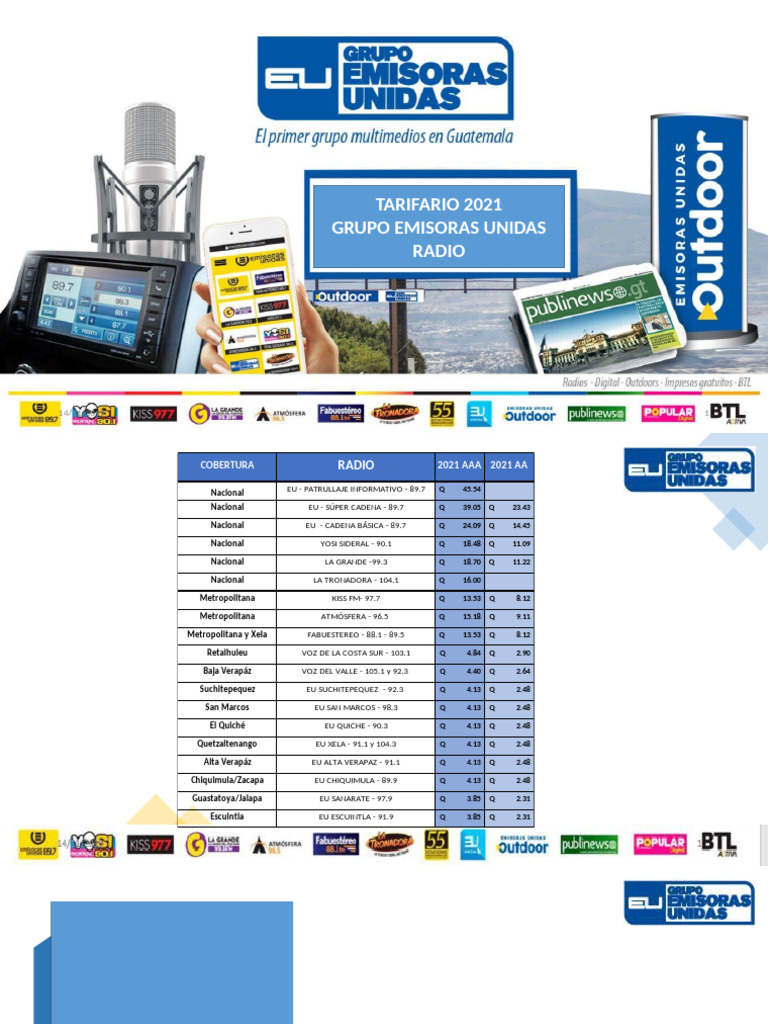 Tarifario 2021 Emisoras Unidas Radio | PDF | Medios de comunicación en ...