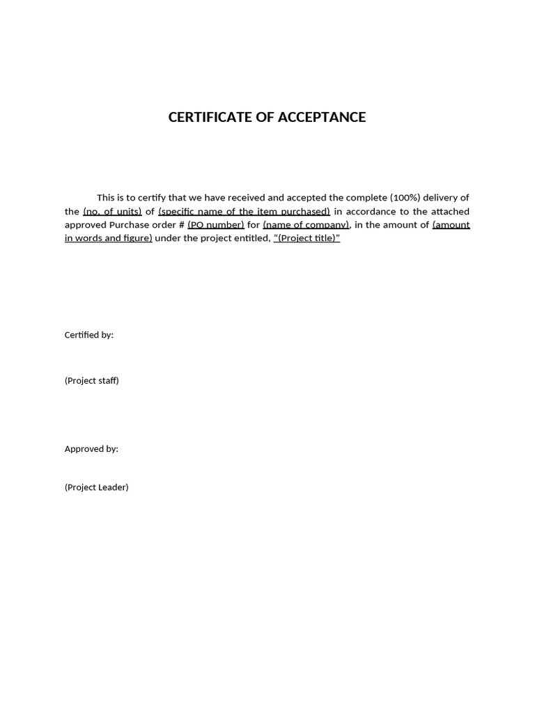 Certificate of Acceptance | PDF