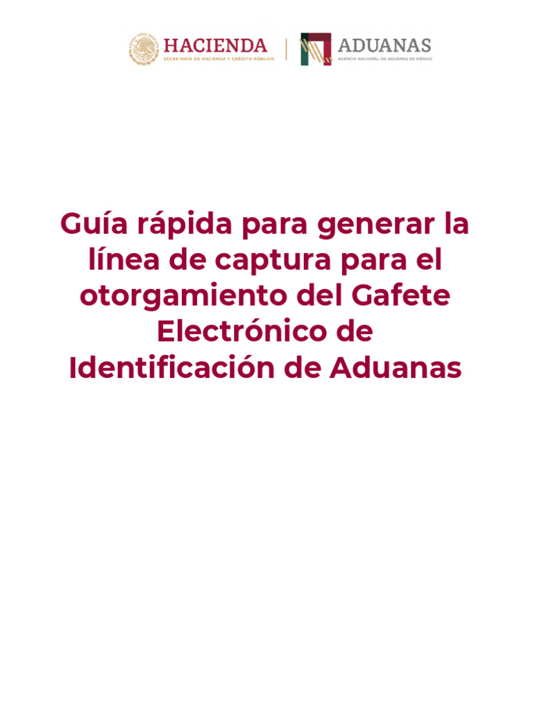 Generar Línea de Captura Gafete Aduanas | PDF | aduana