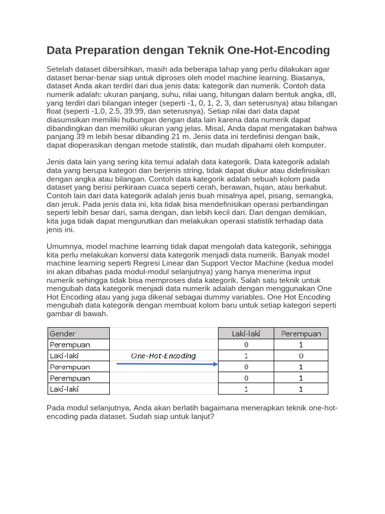 10. Data Preparation dengan Teknik One Hot Encoding | PDF