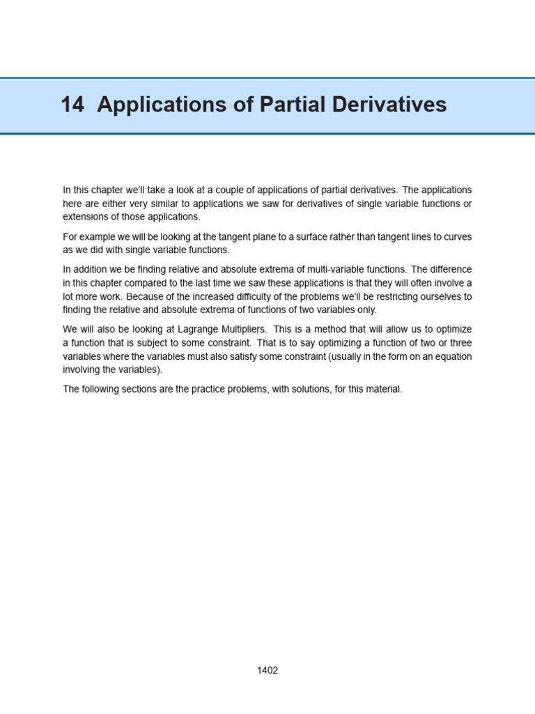 Applications of Partial Derivatives | PDF | Derivative | Gradient
