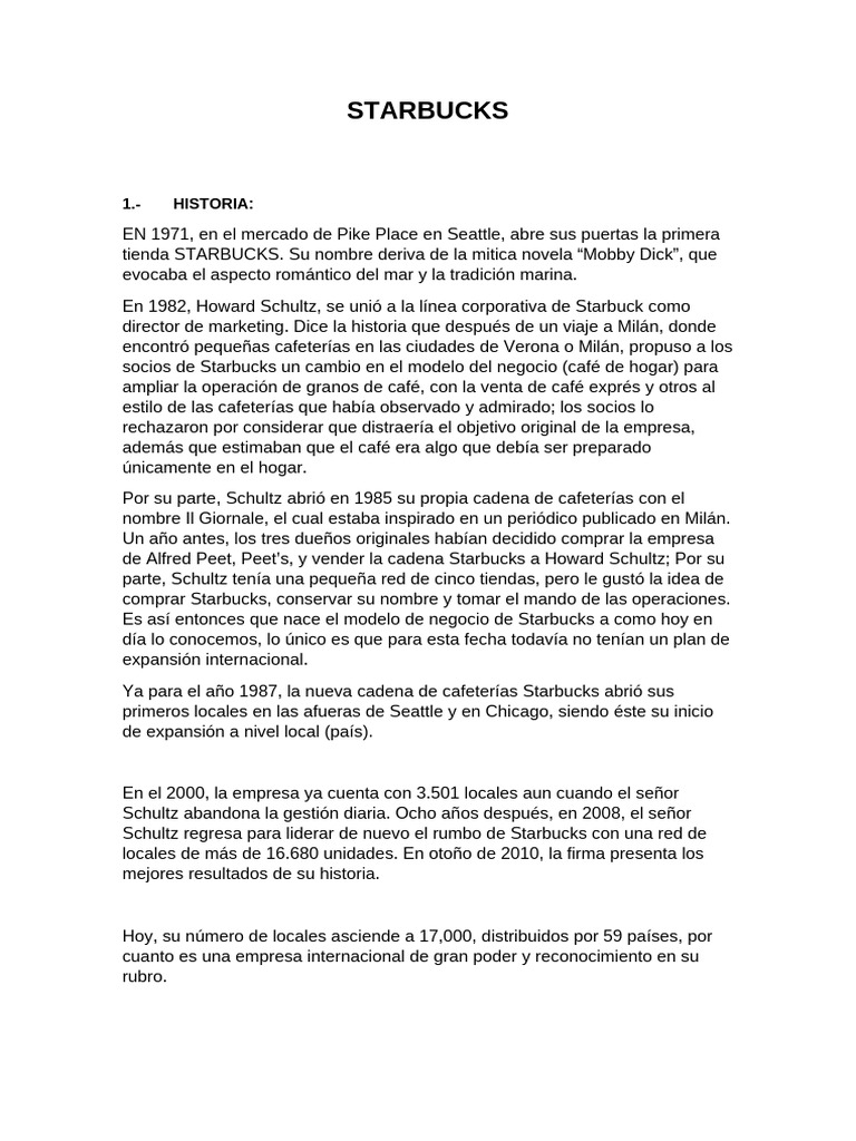 Trabajo Starbucks | PDF | Starbucks