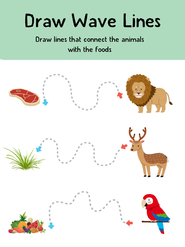 Draw Wave Lines Worksheet in Colorful Illustrative Style | PDF