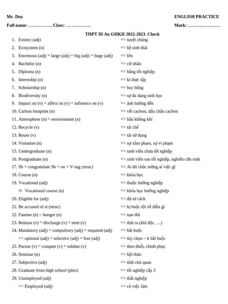 THPT Dĩ An GHKII 2022-2023. Check | PDF