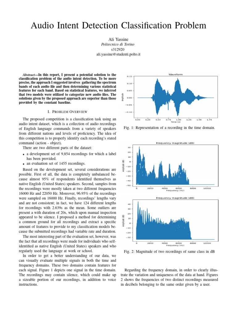 Article - Audio Intent Detection Classification Problem | PDF | Support ...