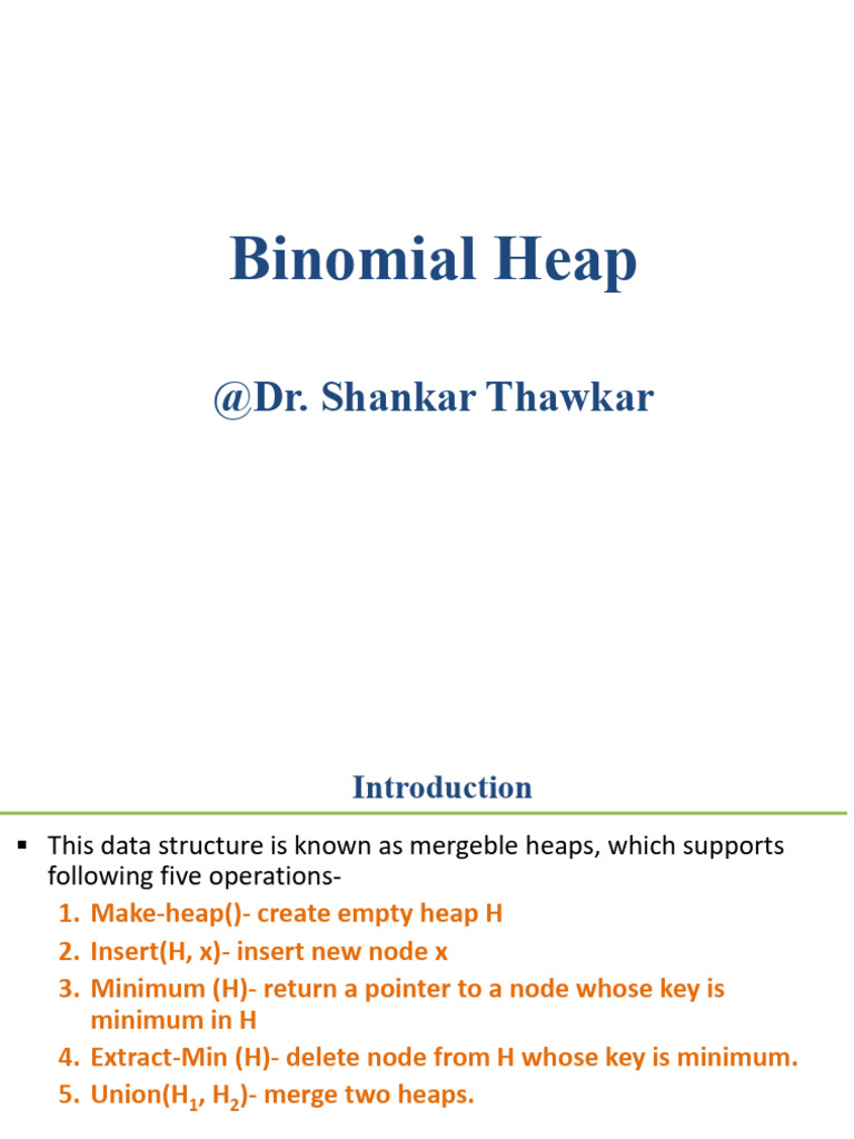 U-II Binomial Heap | PDF | Algorithms | Algorithms And Data Structures U-II Binomial Heap | PDF | Algorithms | Algorithms And Data Structures